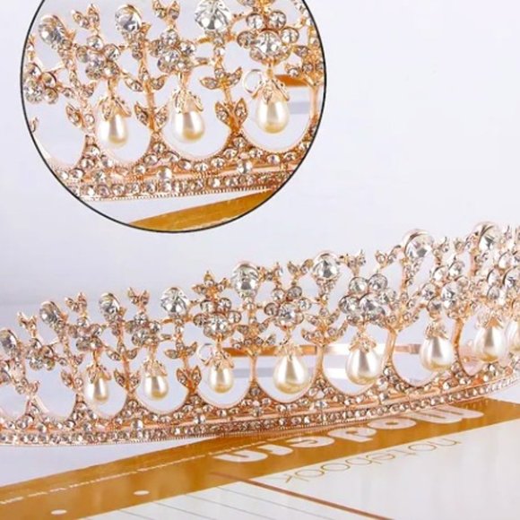 Accessories | B23new Diana Rose Gold Pearl Drop Tiara | Poshmark